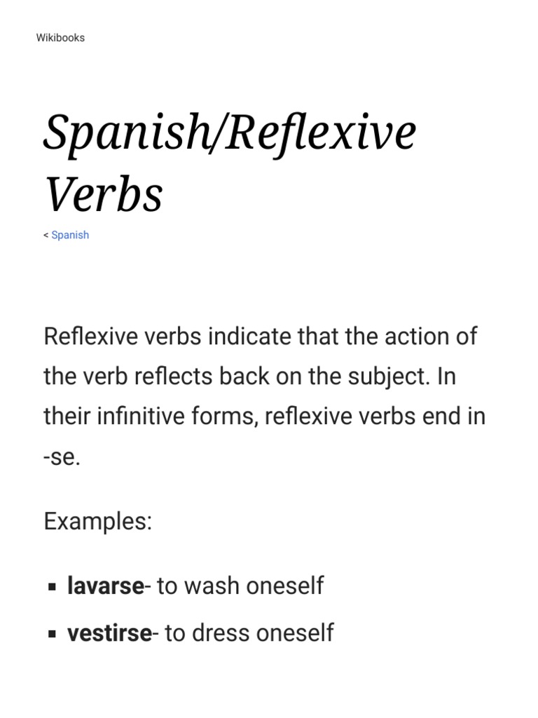 Spanish Reflexive Verbs Guide | PDF | Semantic Units | Syntactic ...