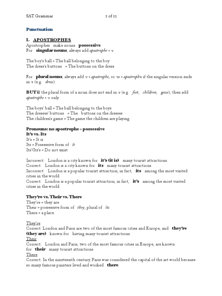 Grammar Rules - Sat | PDF | Grammatical Number | Comma