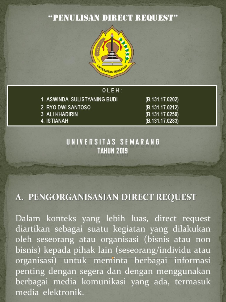 Penulisan Direct Request | PDF | Pengelolaan Keuangan & Uang | Hukum