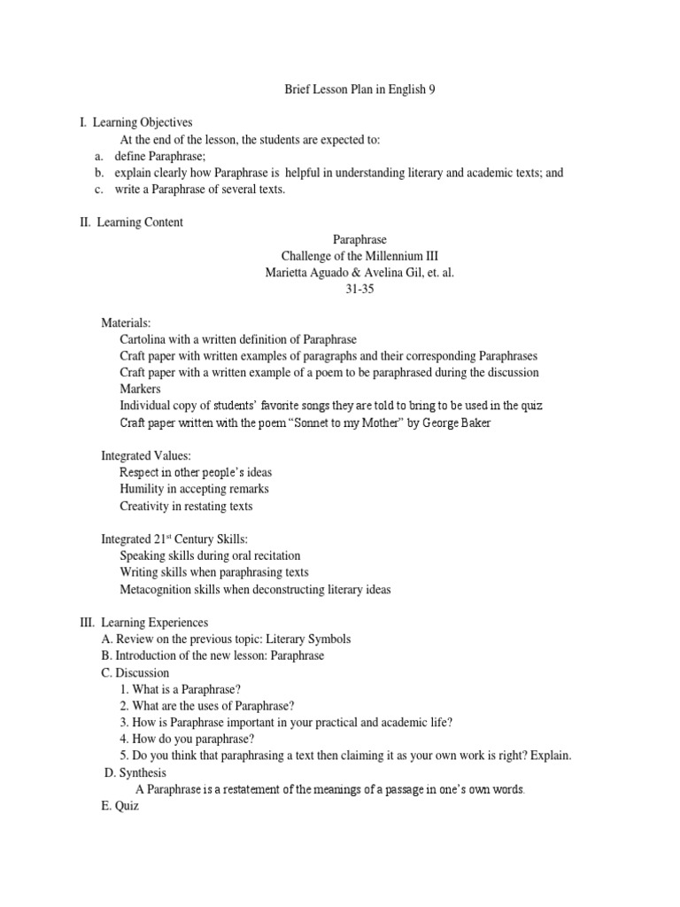 Understanding Paraphrase: A Lesson on Restating Ideas in Your Own Words ...