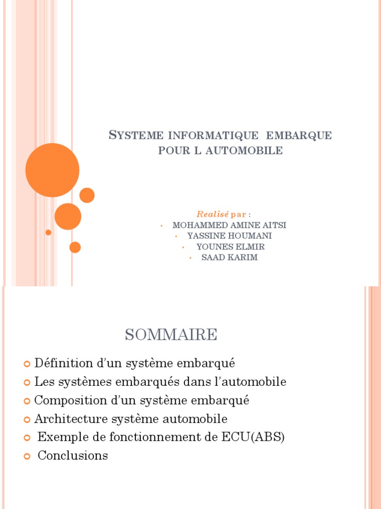 Systeme Informatique Embarque Pour L Automobile | PDF | Système anti ...