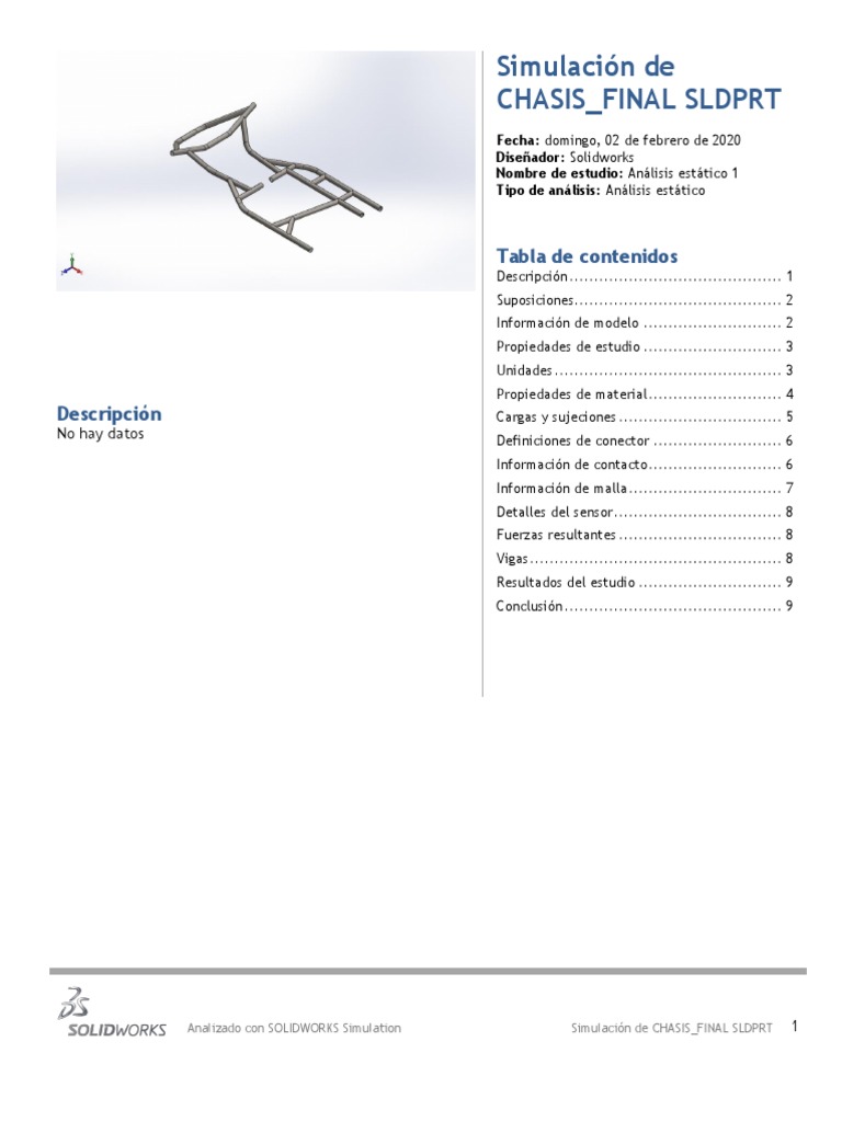 CHASIS - FINAL SLDPRT-Análisis Estático 1-2 | PDF | Elasticidad (Física ...