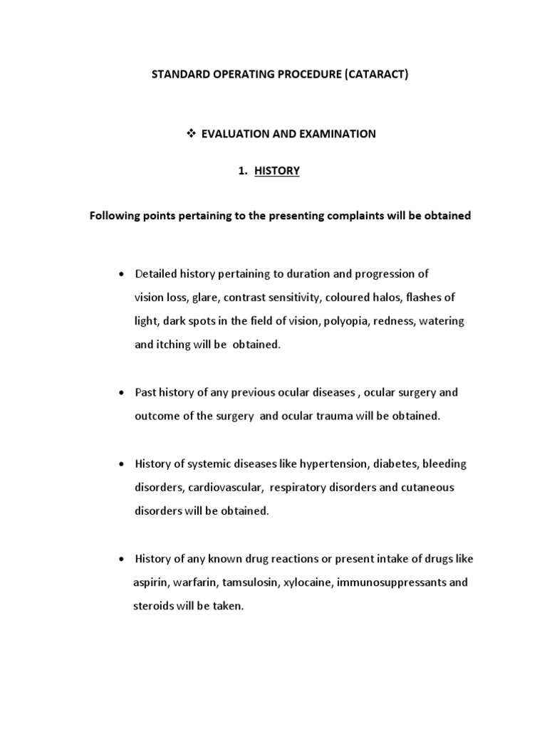 Cataract Surgery Standard Operating Procedure | PDF | Human Eye ...
