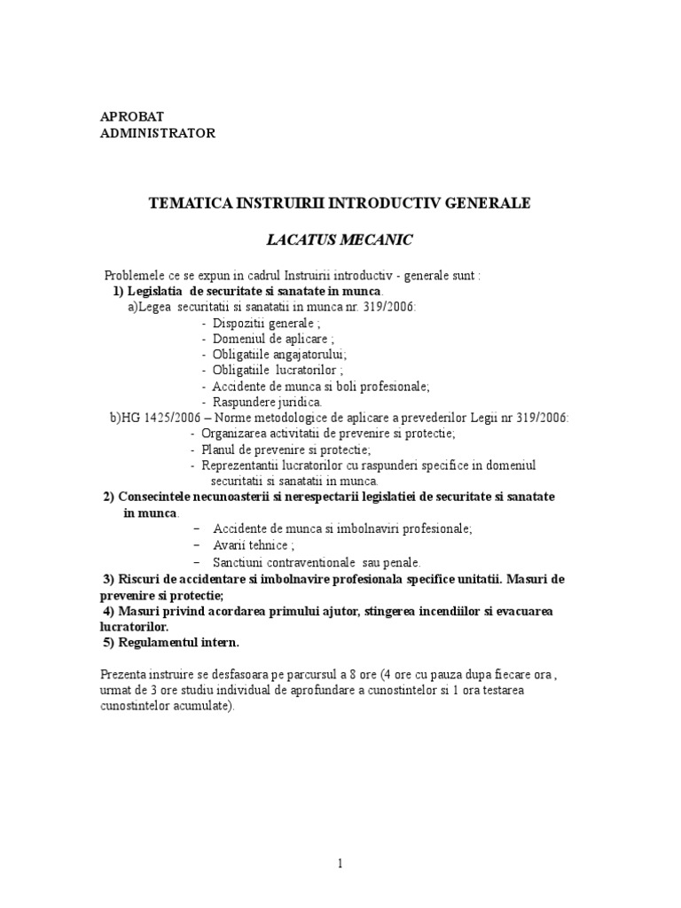 Tematica Lacatus Mecanic | PDF