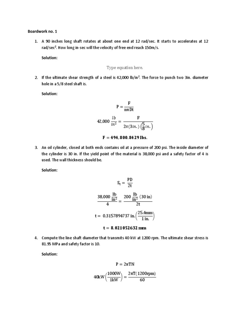 Boardwork No.1 and 2 | PDF | Ultimate Tensile Strength | Strength Of Materials
