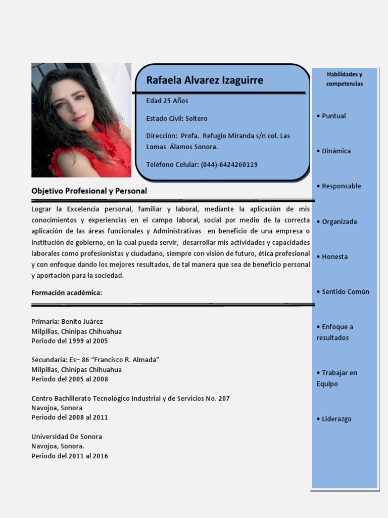 Curriculum CV Rafaela Alvarez Izaguirre | PDF | Business | Economias
