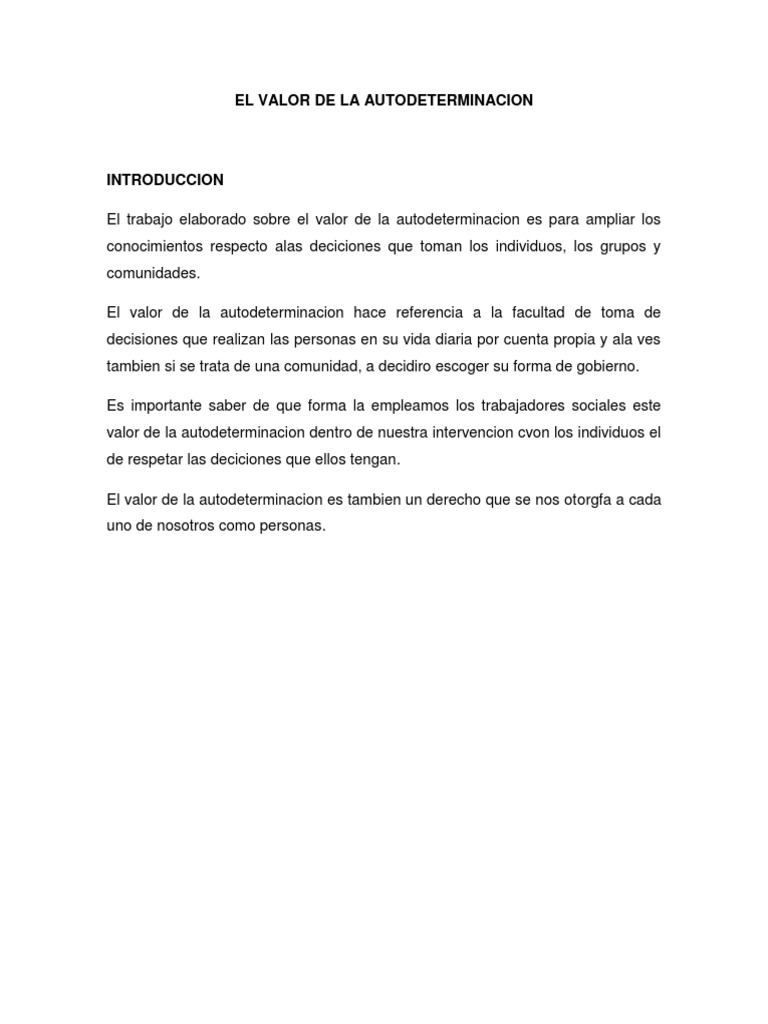 Autodeterminacion Completo | PDF | Autodeterminación | Trabajo Social
