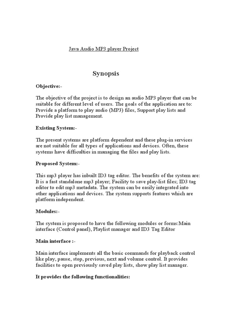 Java MP3 Player with ID3 Editor | PDF