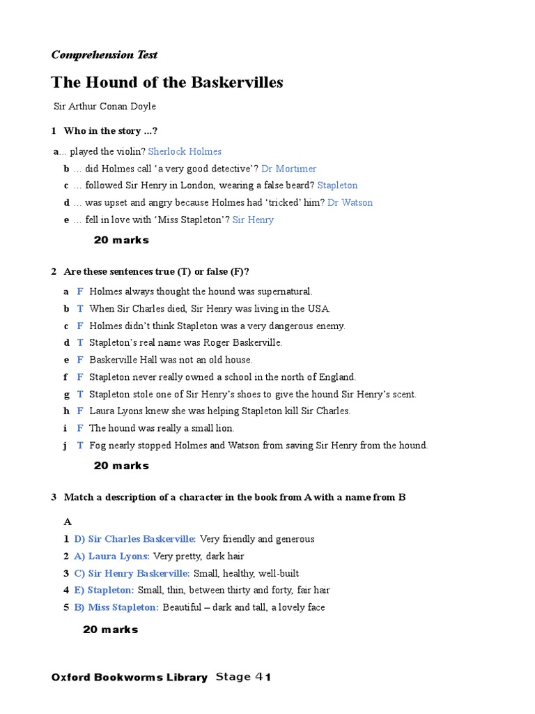 Soluciones The Hound of The Baskervilles | PDF | The Hound Of The ...