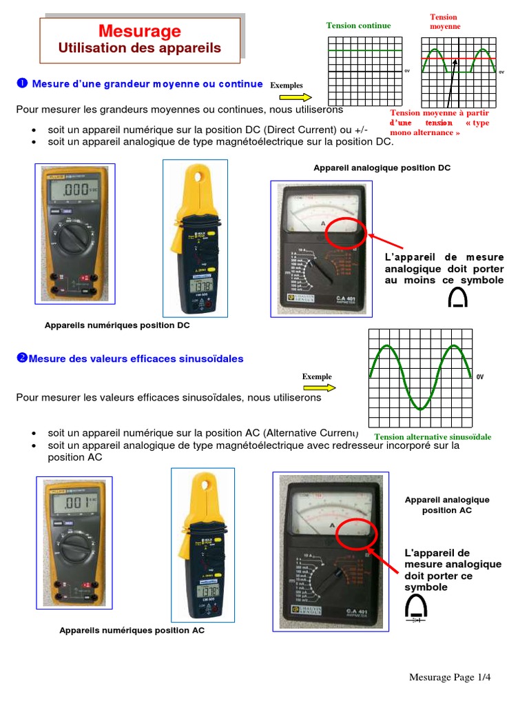 Mesurage Choix Appareils | PDF | Courant continu | Physique