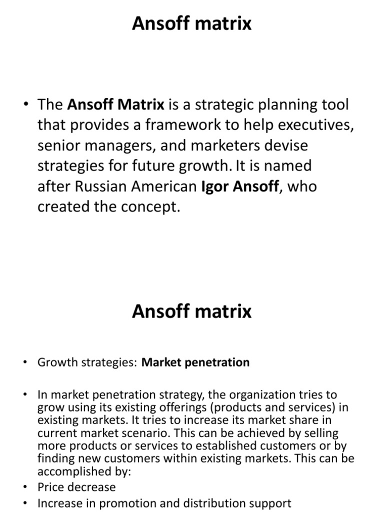 Ansoff Matrix | PDF | Strategic Management | Business Economics