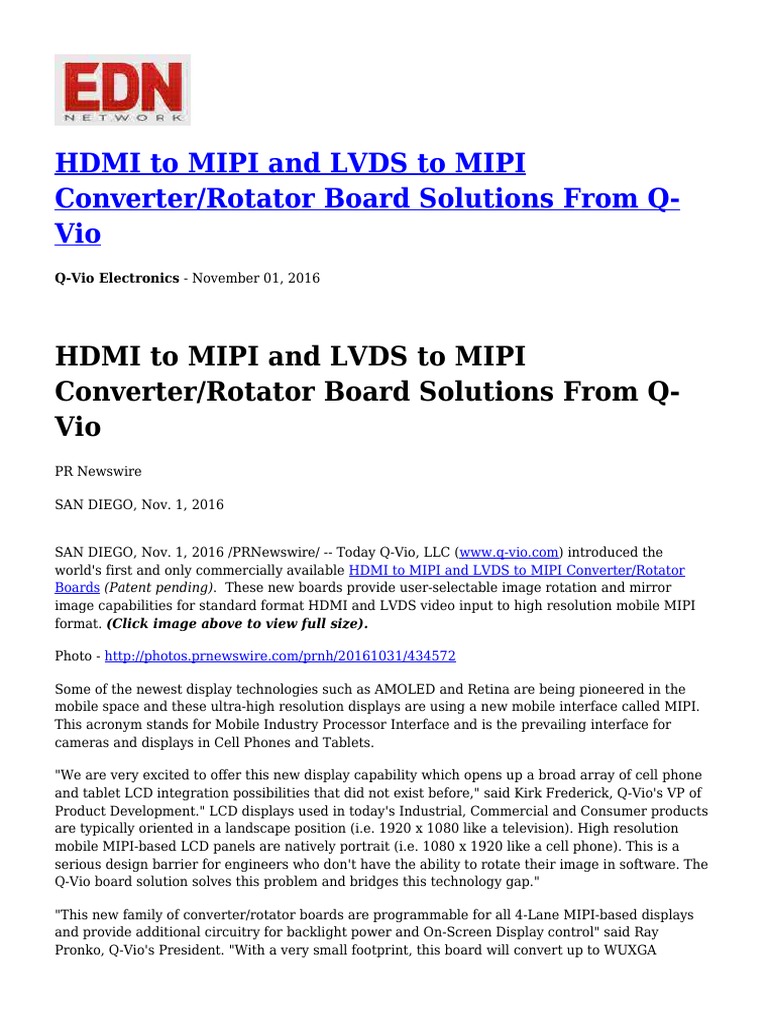 HDMI To MIPI and LVDS To MIPI Converter Rotator Board Solutions From Q ...