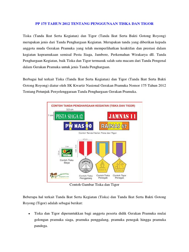 PP 175 Tahun 2012 Tentang Penggunaan Tiska Dan Tigor | PDF