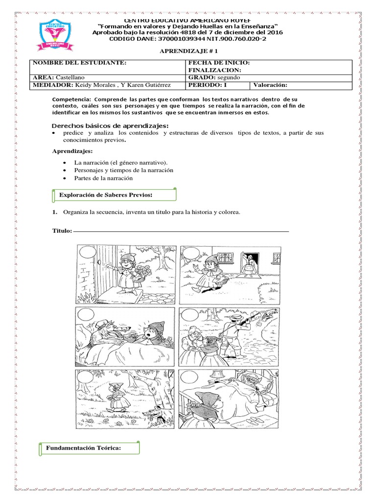 Actividades de Narración para Segundo Grado | PDF | Sustantivo | Narrativa