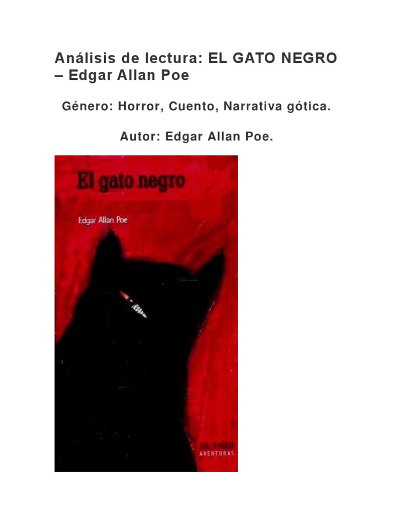 Análisis de Lectura El Gato Negro | PDF | Edgar Allan Poe | El Cuervo