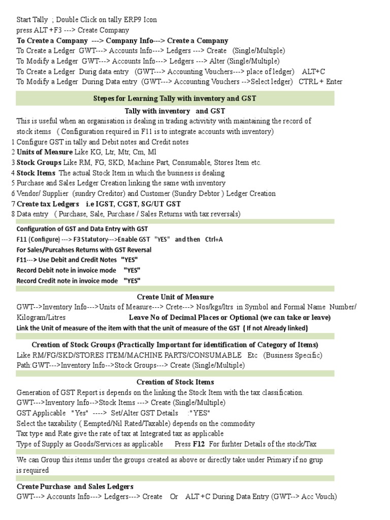 Tally Notes | PDF | Debits And Credits | Expense