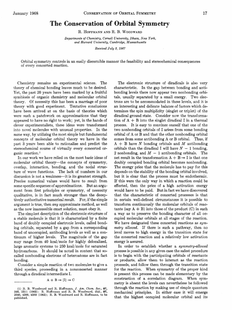 The Conservation of Orbital Symmetry PDF | PDF | Molecular Orbital ...