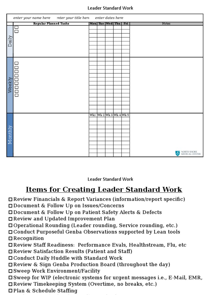 TEMPLATE Leader Standard Work | PDF