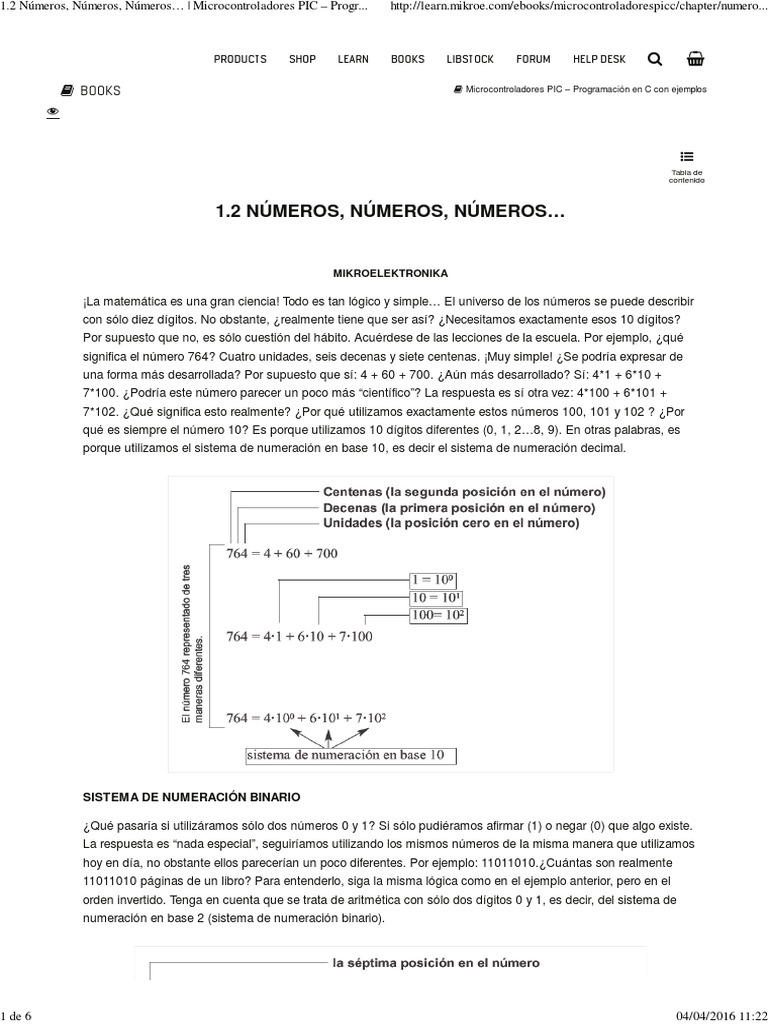 1.2 Números, Números, Números - Microcontroladores PIC - Programación en C Con Ejemplos | PDF ...