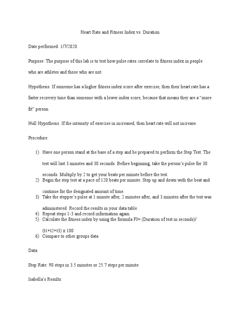 Fitness Index Formal Lab Report | Download Free PDF | Heart Rate | Pulse