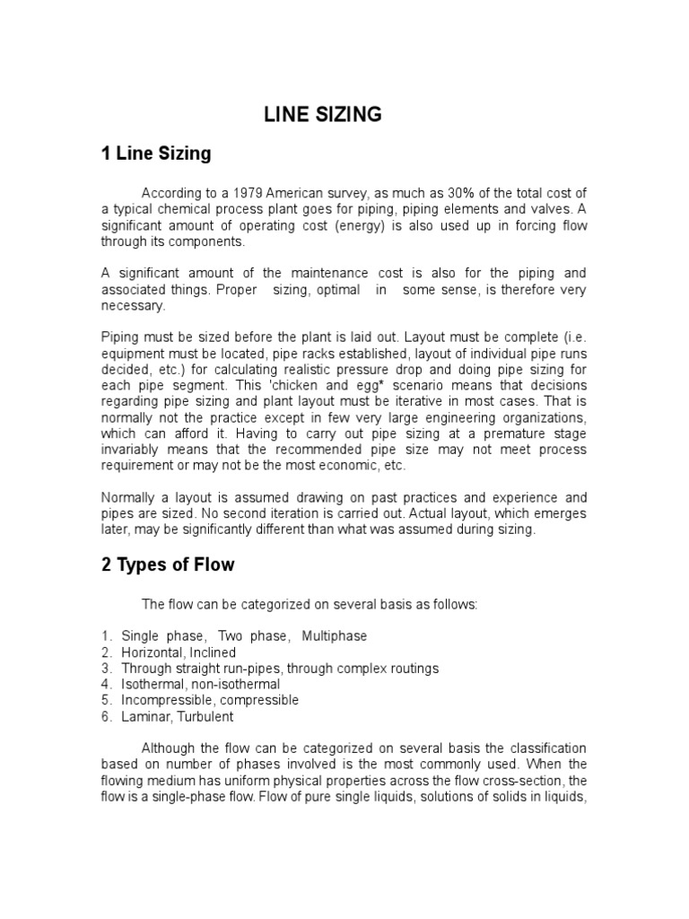Line Sizing | PDF | Reynolds Number | Fluid Dynamics Line Sizing | PDF | Reynolds Number | Fluid Dynamics