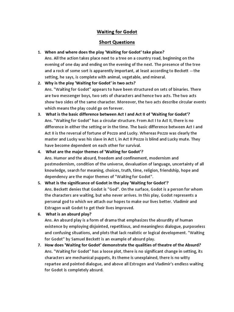 Waiting For Godot Short Qs | PDF