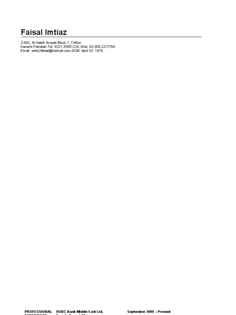 Wealth Manager HSBC Bank CV 2010 | PDF | Hsbc | Banks