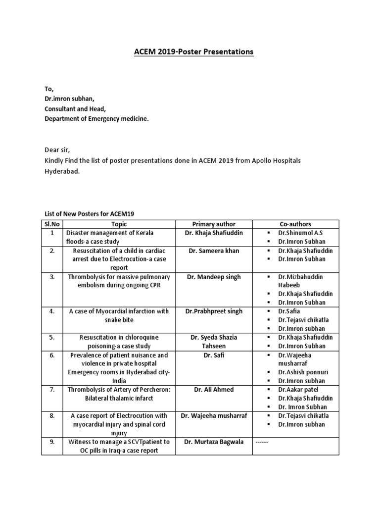 ACEM Posters | PDF | Emergency Department | Cardiopulmonary Resuscitation