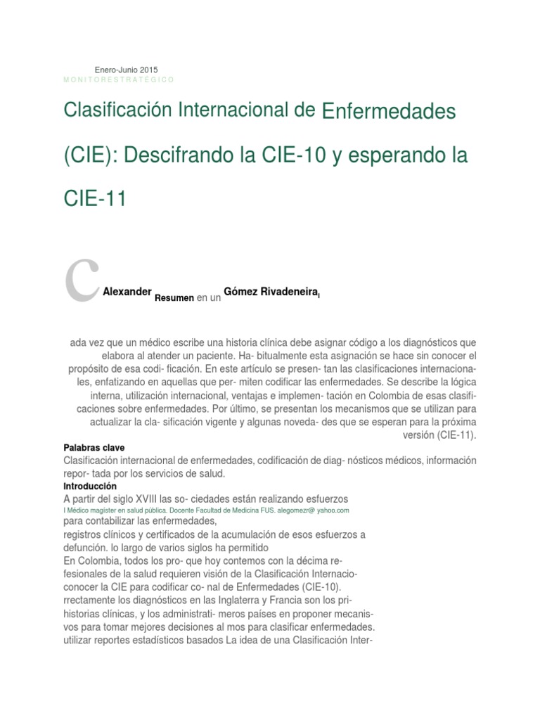 Cie10 Cie11 | PDF | Clasificación estadística internacional de ...