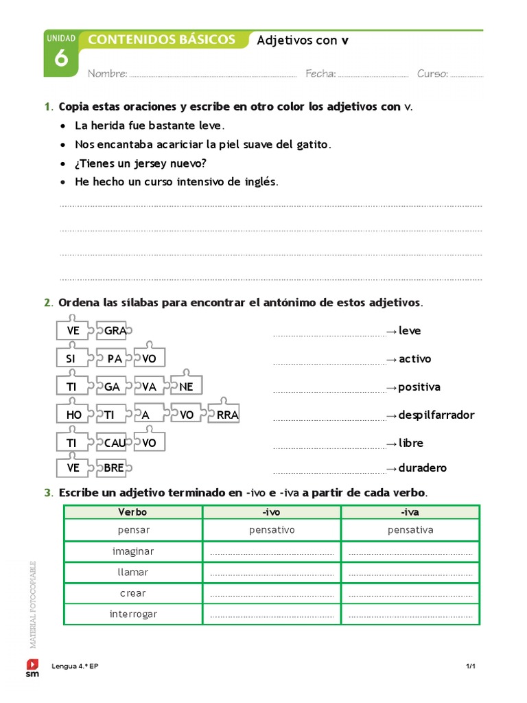 Adjetivos Con V | PDF