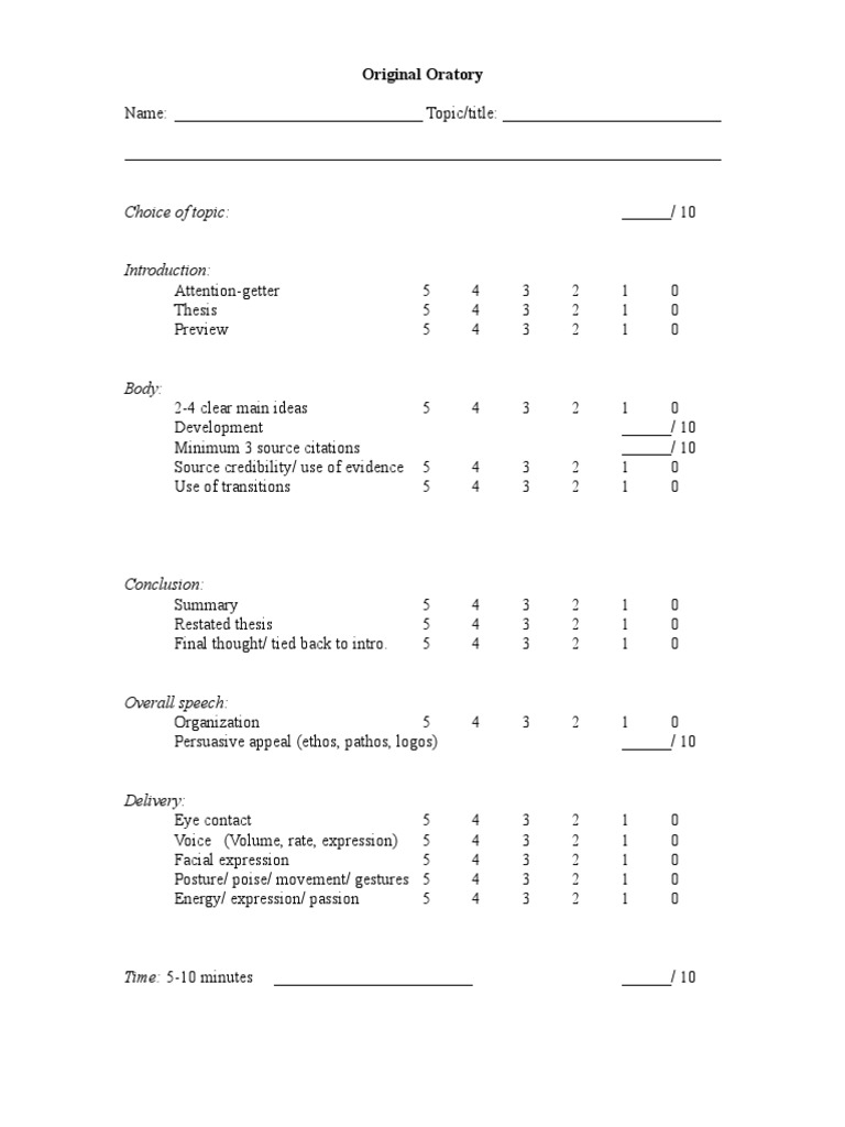 Original Oratory Speech Guidelines | PDF