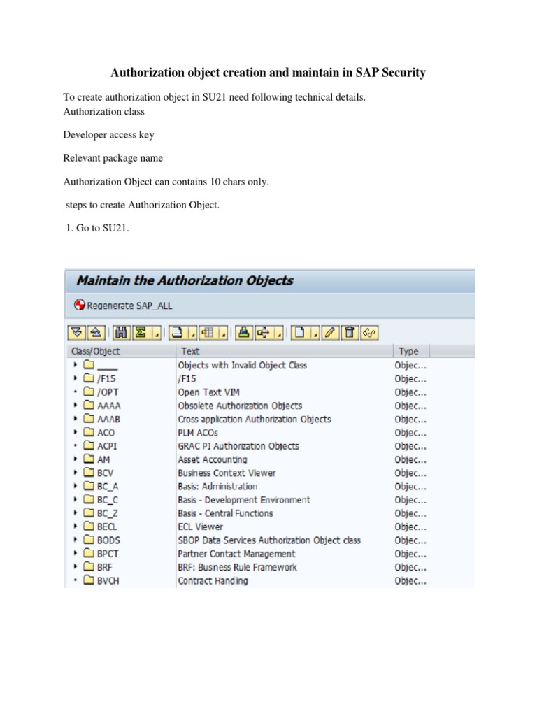 Authorization Object Creation and Maintain in SAP Security | PDF | Business