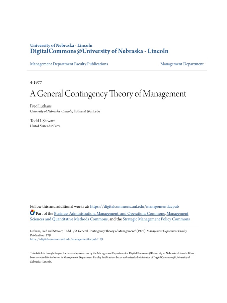 General Contingency Theory of Management | PDF | System | Systems Theory