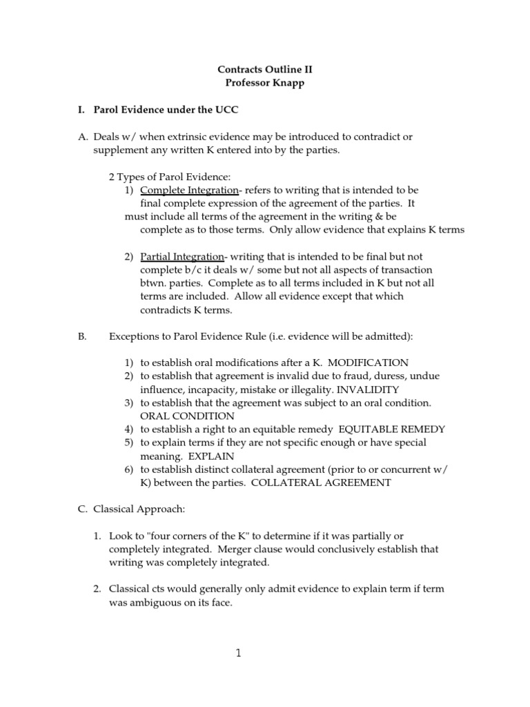 Ucc Parol Evidence Rule _ 20. Contracts: Parol Evidence Rule Part 3 ...