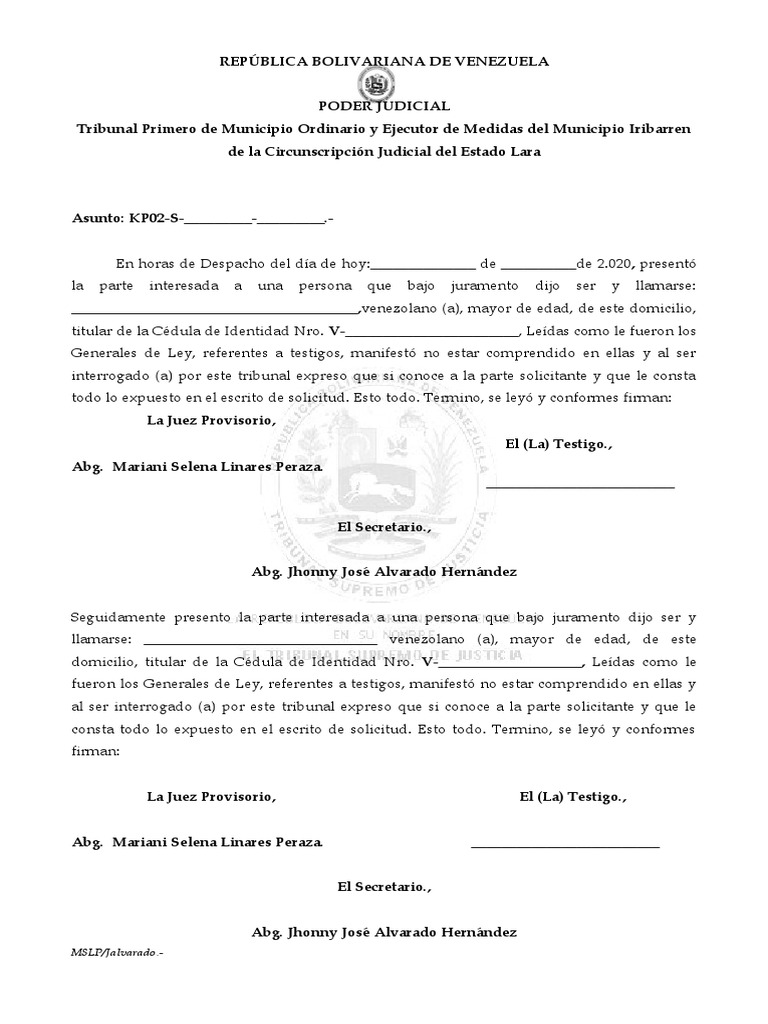 Planilla de Testigos | PDF