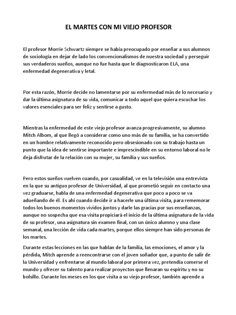 El Martes Con Mi Viejo Profesor | PDF El Martes Con Mi Viejo Profesor | PDF