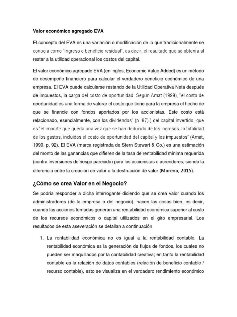 Valor Económico Agregado EVA | PDF | Beneficio (economía) | Contabilidad