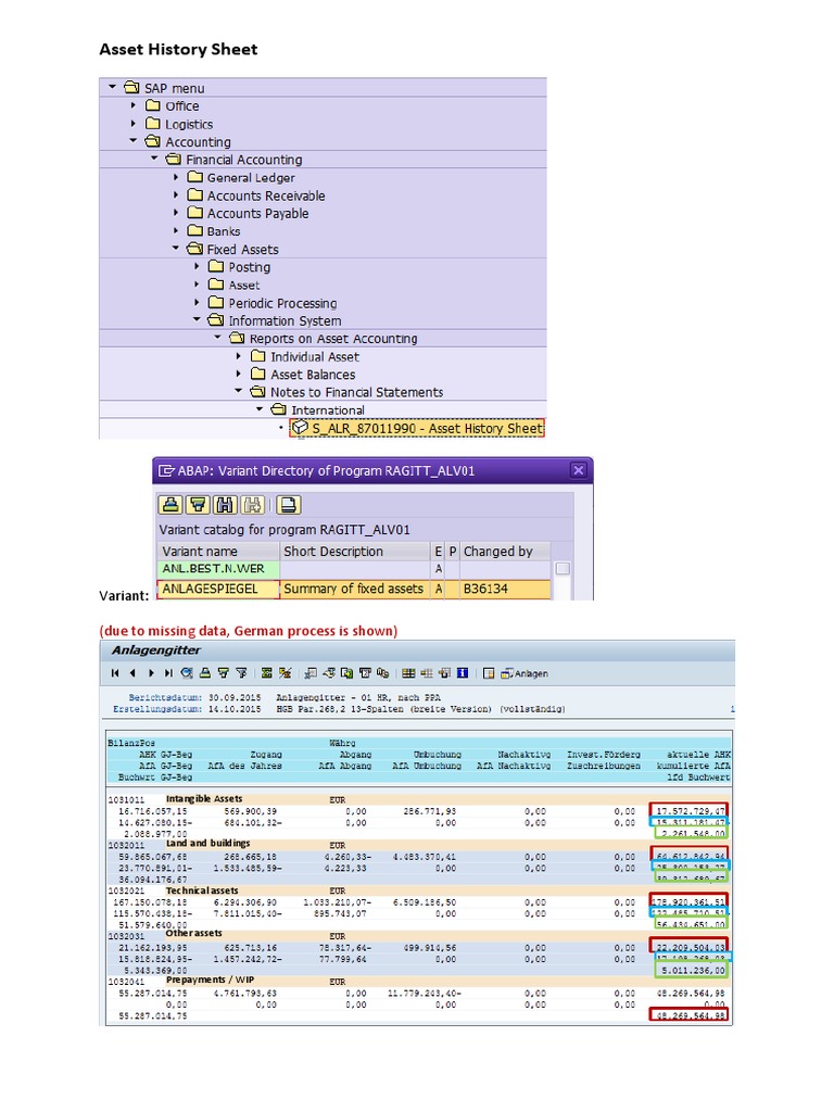 4 - Asset History Sheet
