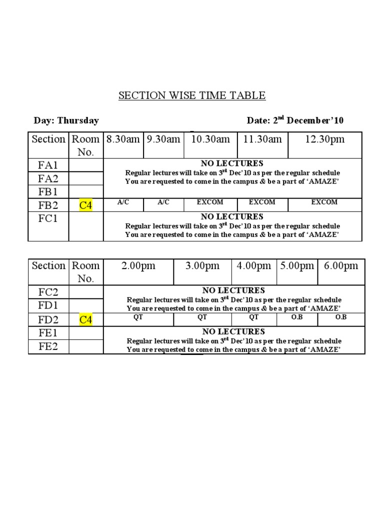 FE1 Timetable for December 2023 | PDF