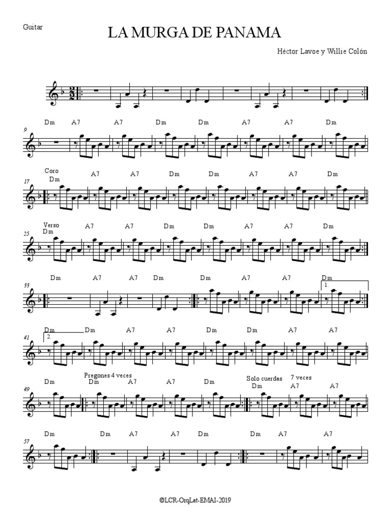 La Murga de Panama-EMAI-2 - Guitar | PDF | Musica Latinoamericana ...
