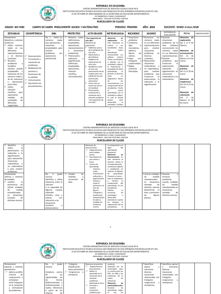 Parcelador de Clases | PDF | Ecuaciones | Estadísticas