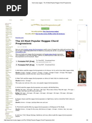 Reggae Guitar Chord Progressions