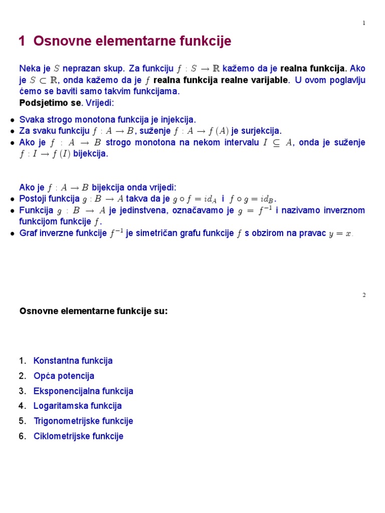 Elementarne Funkcije PDF | PDF