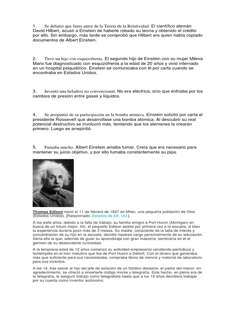 Albert Einstein Thomas Edison | PDF | Albert Einstein