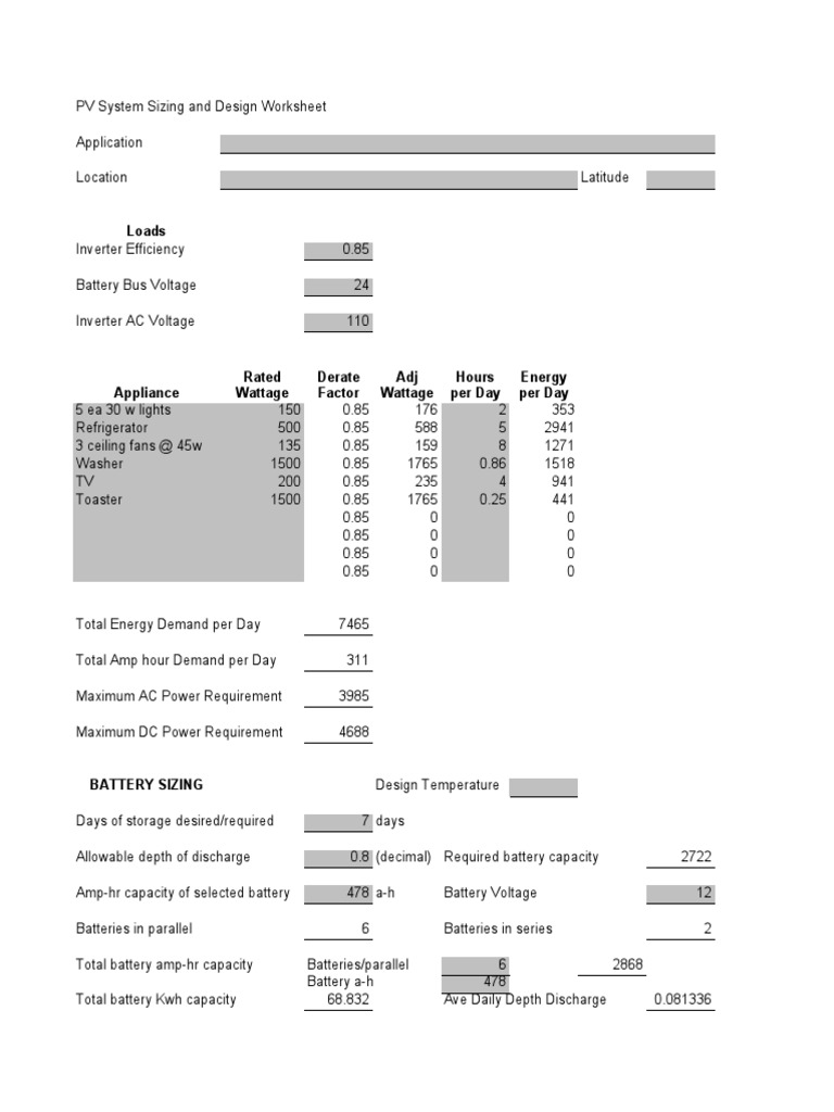 PV Design Worksheet | PDF | Photovoltaics | Solar Panel