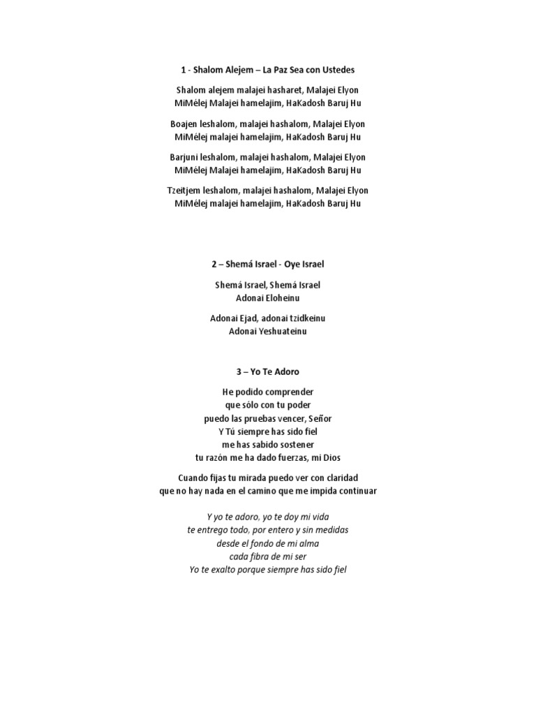 Letra y Significado de Shemá Israel | PDF | Shema Israel | María, madre ...