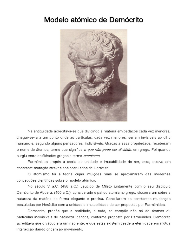 Modelo Atómico de Demócrito | PDF | Matéria | Átomos