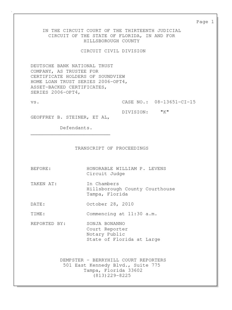 Capacity Transcript- Florida - | Pleading | Lawsuit