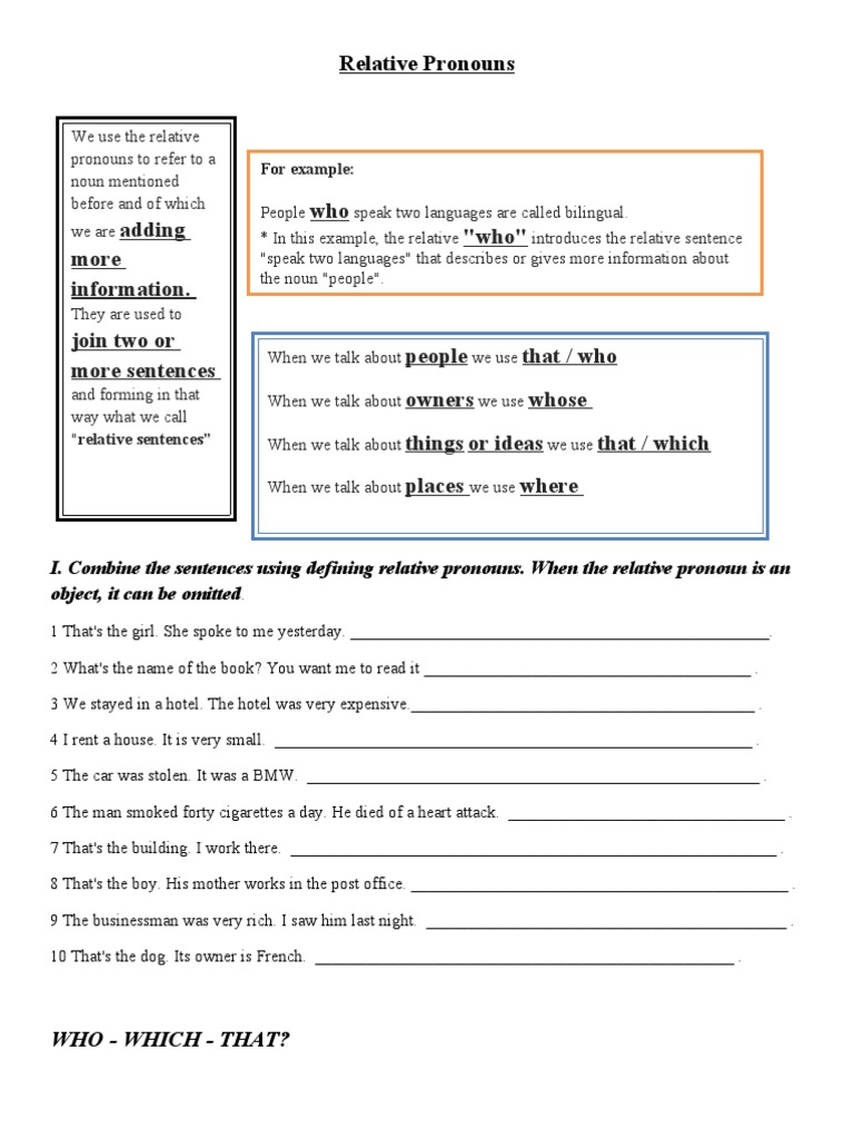 Guide Relative Pronouns | PDF | Pronoun | Noun