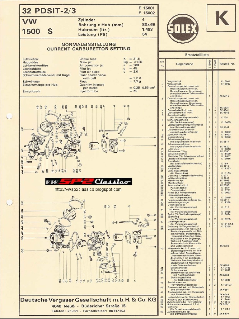 Carburador Solex 32 PDSIT - Vista Explodida PDF | PDF